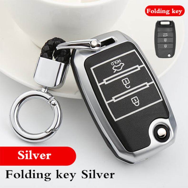 เคสกุญแจหนังPUอัลลอยด์เรืองแสง,ปลอกกุญแจสำหรับKIA Rio Sportage QL Ceed ...