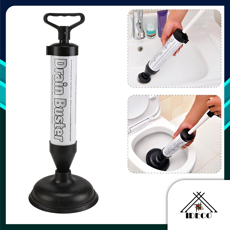 iDECO Drain Buster High Pressure Toilet Plug Sink Plunger Tool Pump ...
