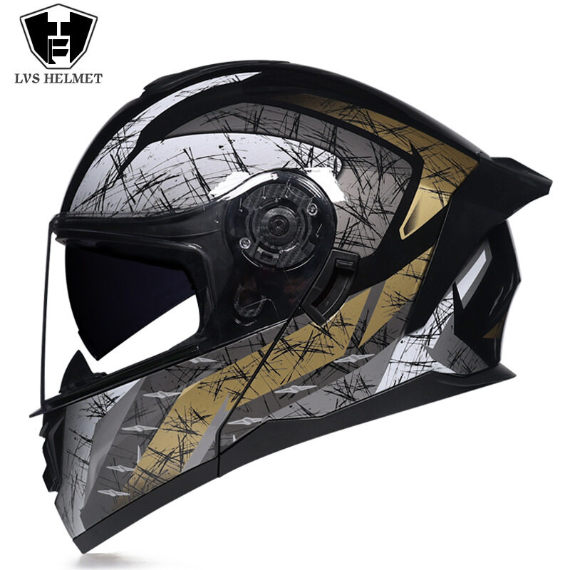 LVS 900 Flip up Helmet Modular Motorcycle Helmet Double Lens Built-in ...