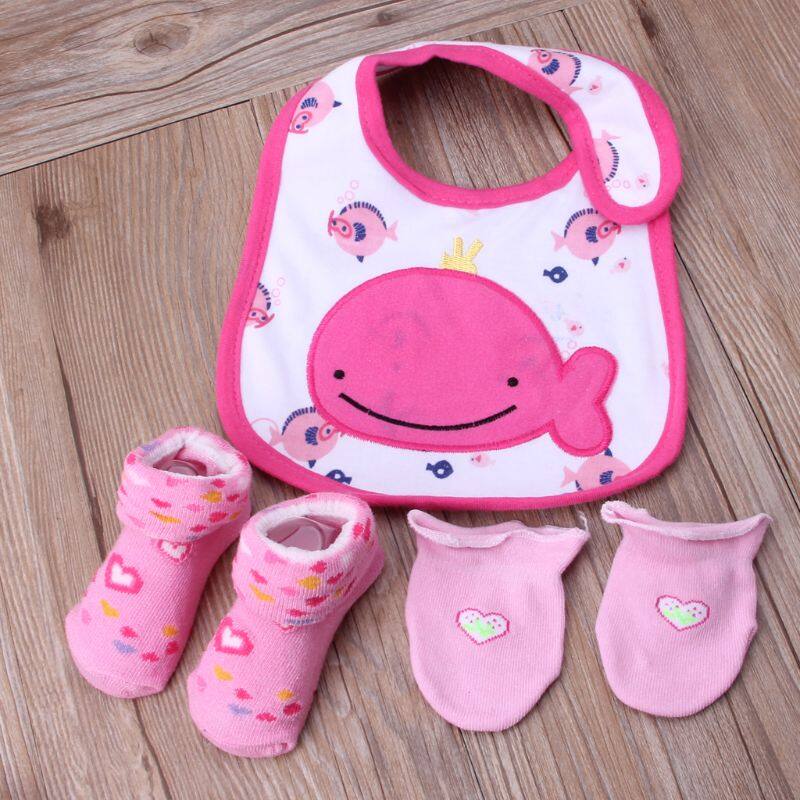 1 Bag Baby Cotton Bibs Towel Socks Sets Newborn Kids Burp Cloths+Socks ...