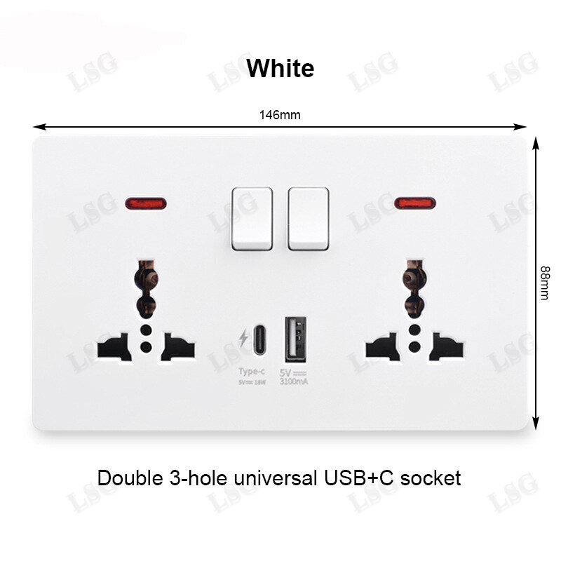 LSG Electric plug socket wall mounted with USB and type c port, smart ...