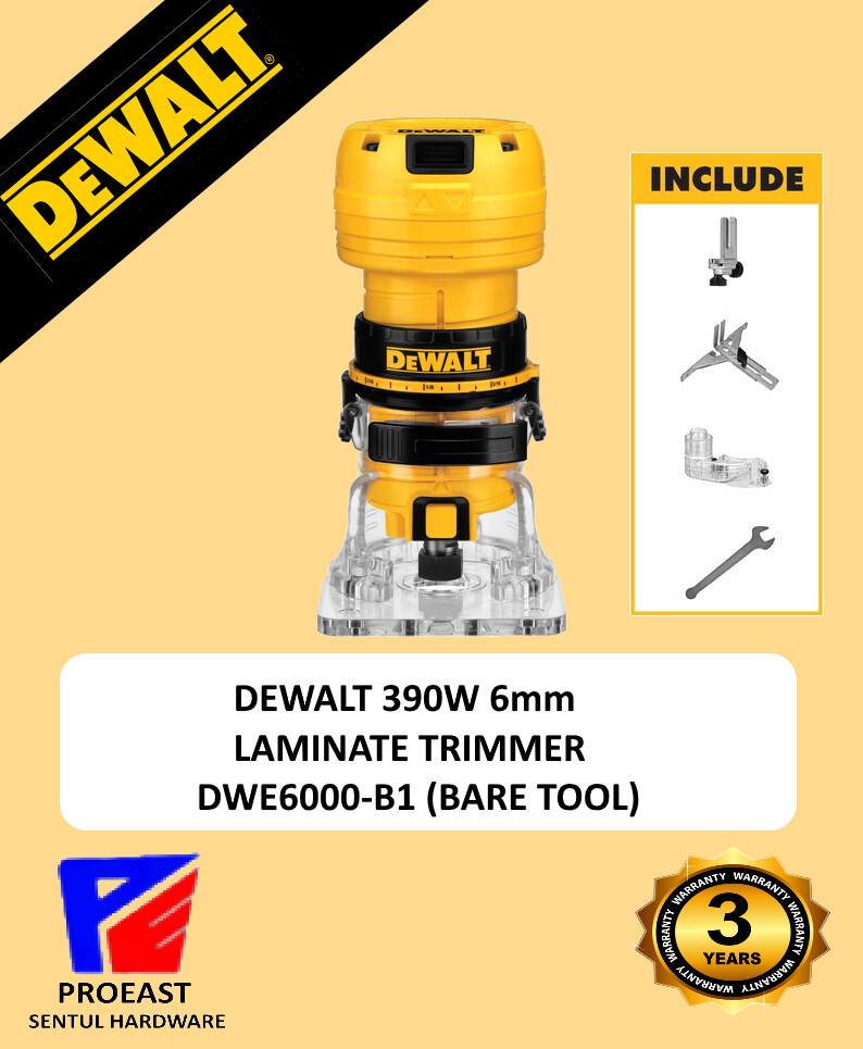DEWALT 390W 6mm Laminate Trimmer / Trim Router / Edge Jointing Tool ...