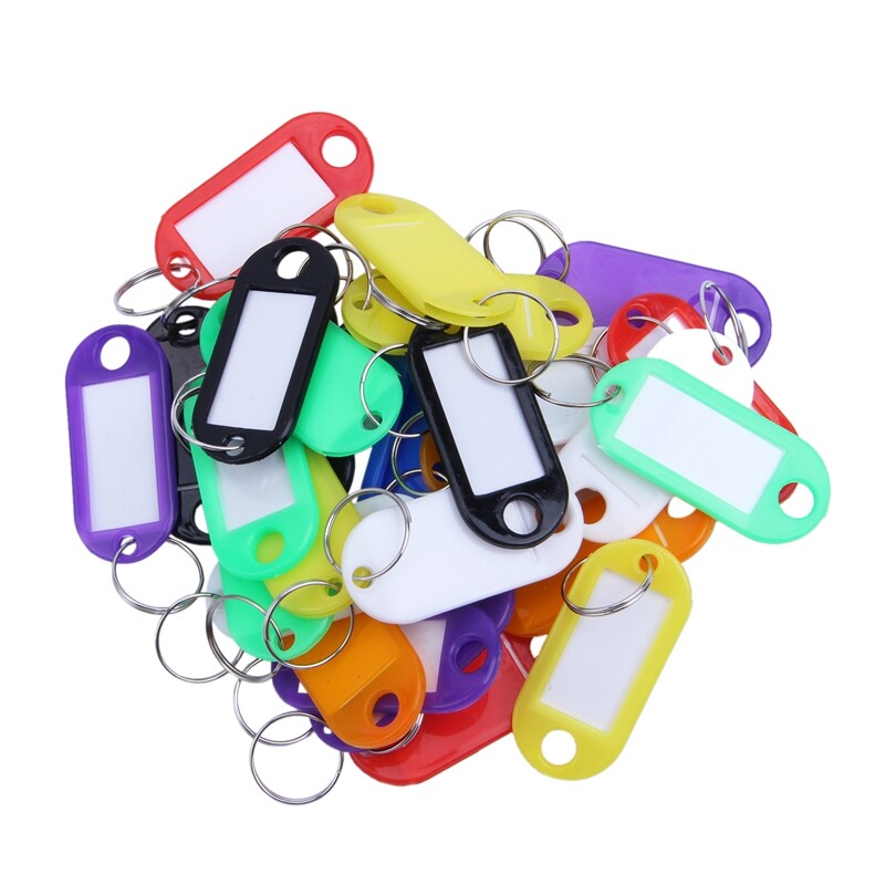 32x Multi-colors Plastic Key Fob ID Tags Luggage ID Labels with Split ...