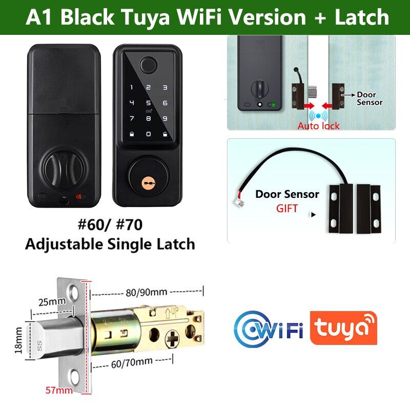 RAYKUBE A1 TT Lock/ Tuya WiFi Auto Fingerprint Deadbolt Smart Door Lock ...