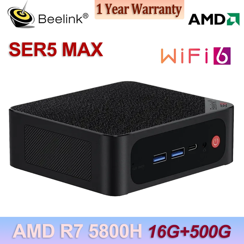 Beelink MINI PC 5800H SER5 Max AMD Ryzen 7 Mini PC Win 11 Pro DDR4 16GB RAM 500GB NVME SSD WiFi6 ...