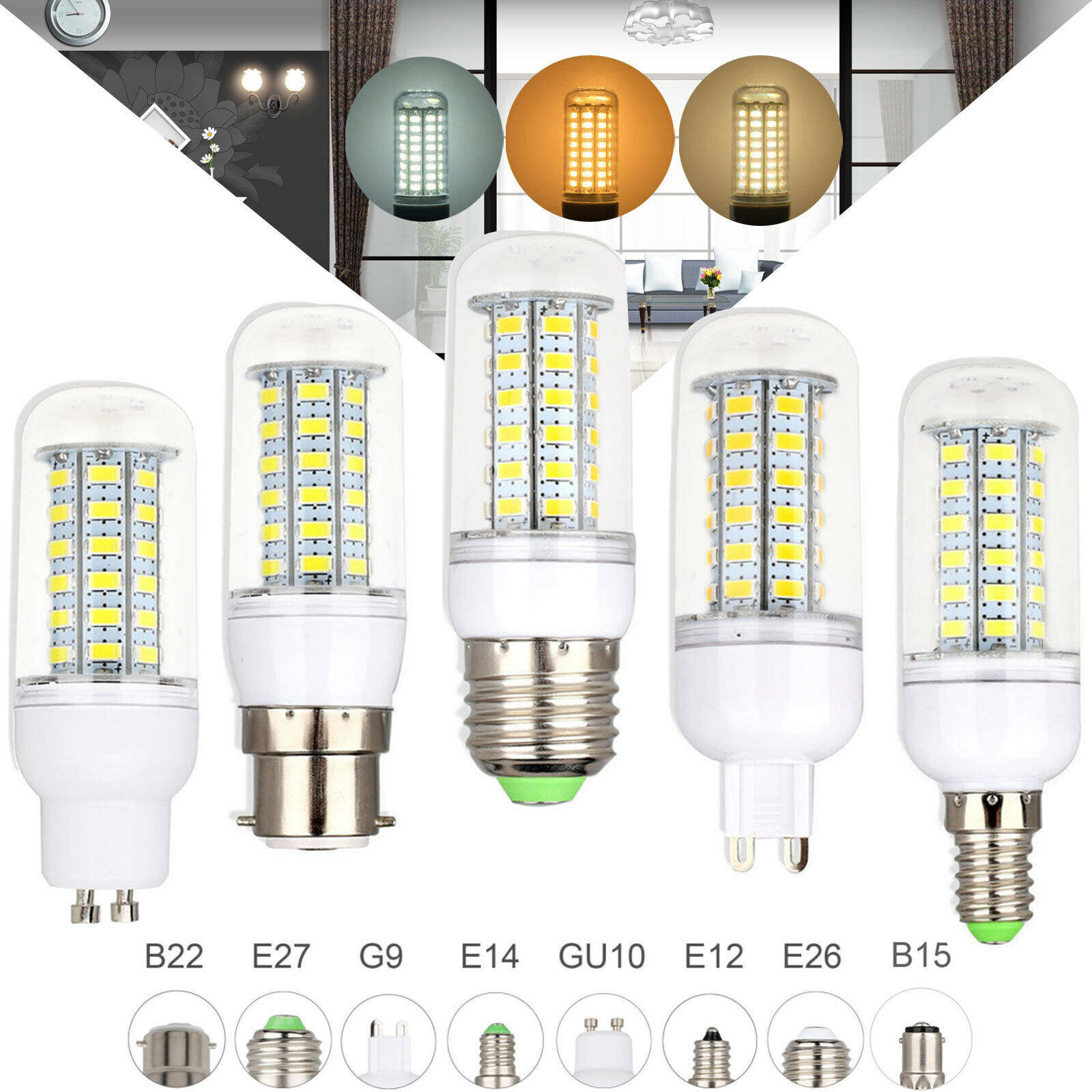 ERANPO LED Corn Bulb E27 B22 E14 B15 G9 GU10 B15 SMD5730 bulb 20W-60W 220V 240V Chandelier ...