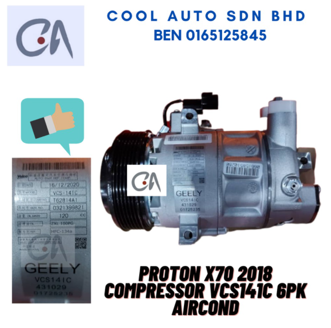 PROTON X70 2018 COMPRESSOR VCS141C 6PK AIRCOND | Lazada