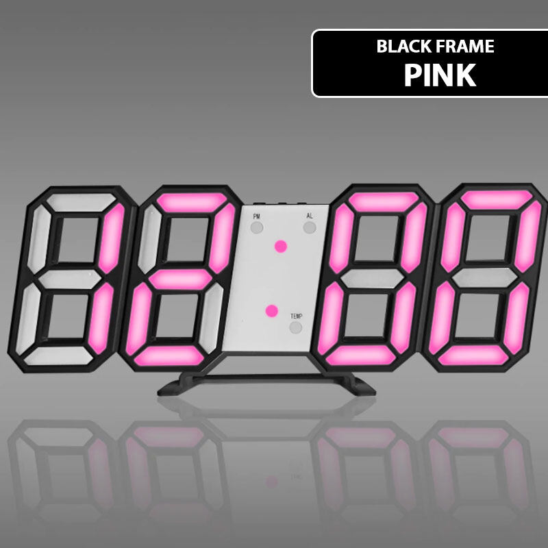 3D LED Digital Alarm Clock Date Time Display Table Wall Modern Bedroom ...