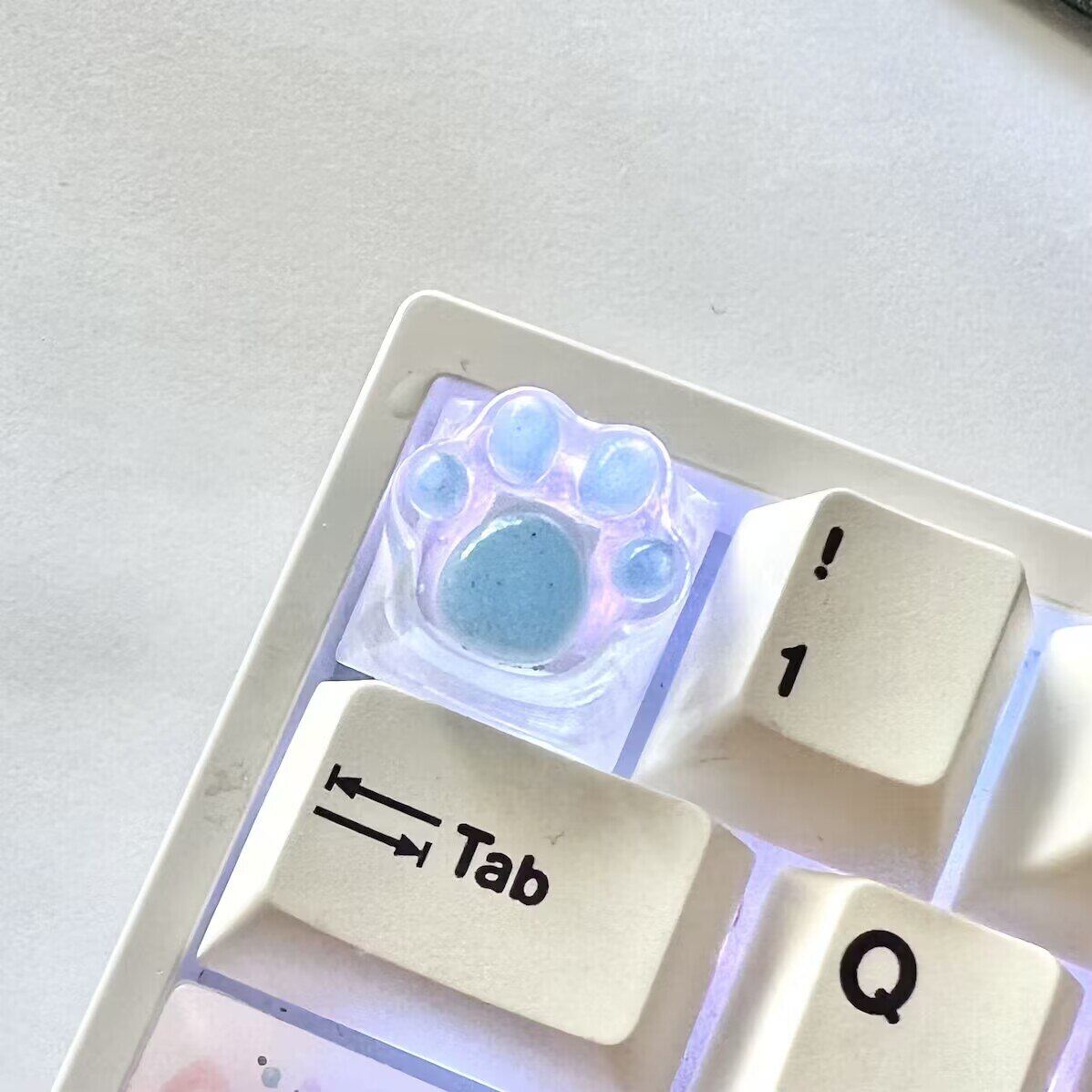 Mechanical Keyboard Resin Keycap Cat Paws Pad Clear Backlit RGB WASD ...