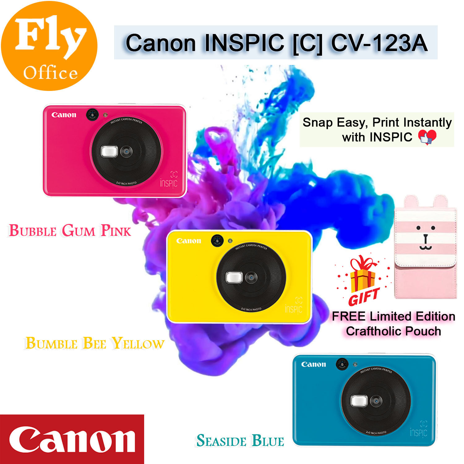 Canon INSPIC C Mini Photo Printer CV-123A Instant Camera 2 in 1 Shoot ...