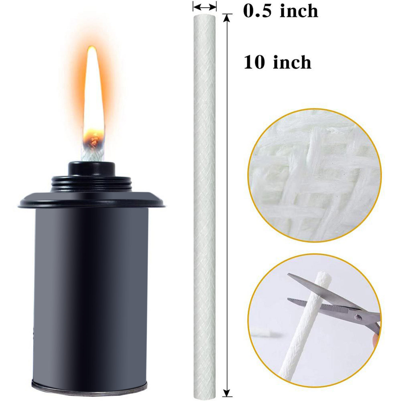 Kesoto 12Pcs 10In Fiberglass Replacement Wicks Torch Replacement Wick ...