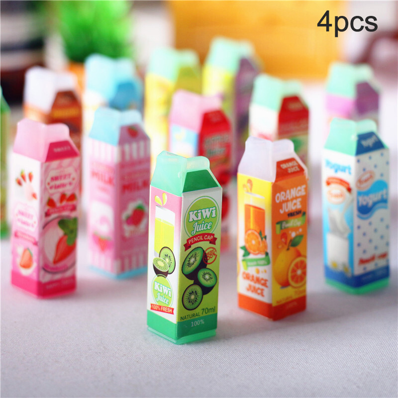 KINY 4pcs 1/12 Dollhouse Miniature ABS Juice Carton Bottle Drink Food ...