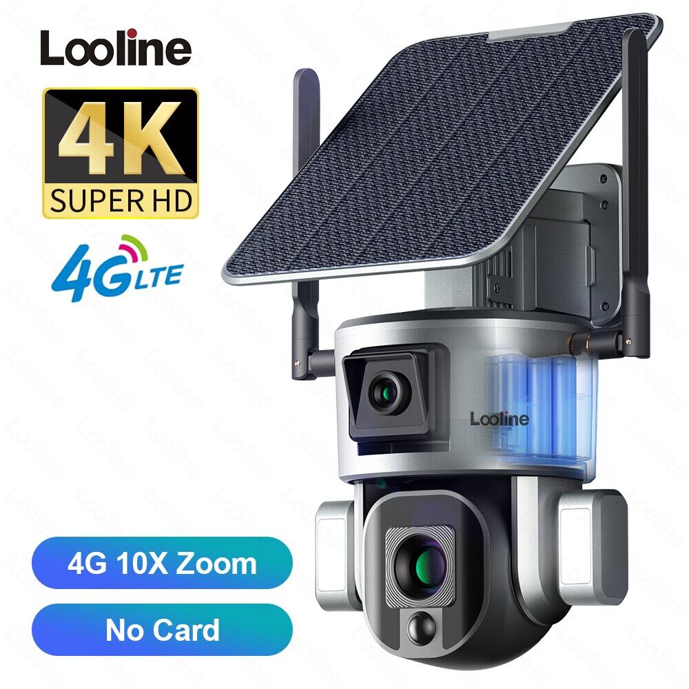 กล้องโซลาร์8MP UHD 4K กล้องกลางแจ้ง4G Wifi เกรดกันน้ำ IP66มนุษย์ติดตามความปลอดภัย PTZ กล้องวงจร ...