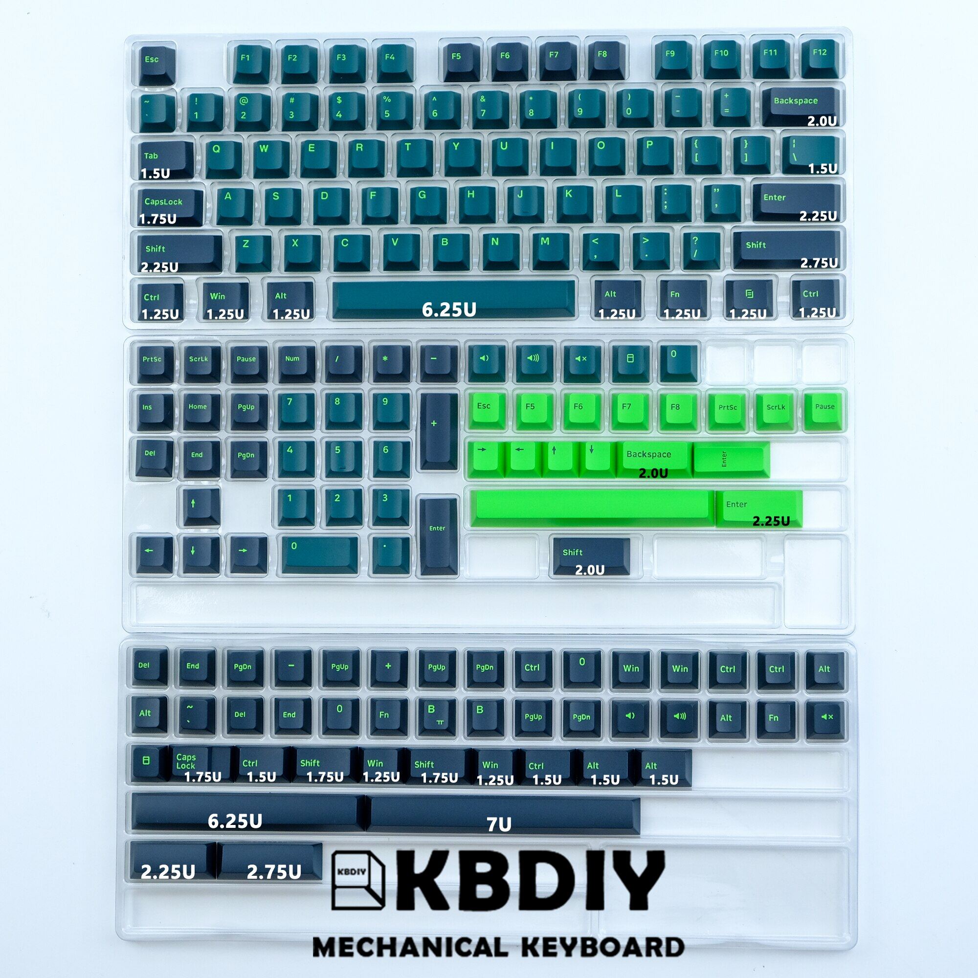 Kbdiy GMK Wavez Keycap Cherry Profile Double Shot PBT 7U Keycaps 170 ...