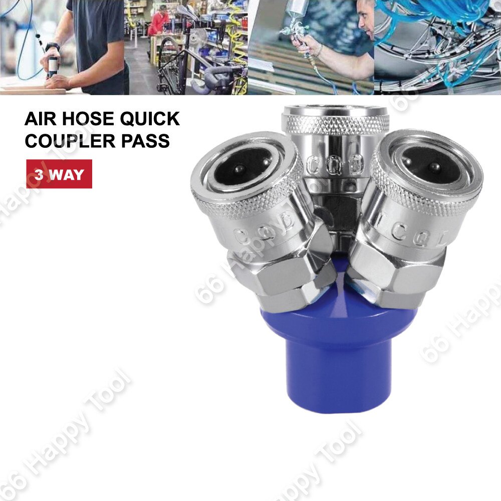 2 / 3 Way Air Hose Quick Coupler Pass 1/4" Multipurpose Connect Air ...