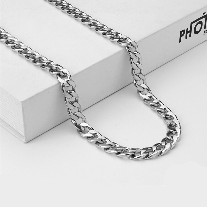 MEN'S Stainless Steel NK Chain Cuban Necklace Titanium Steel Neckchain ...