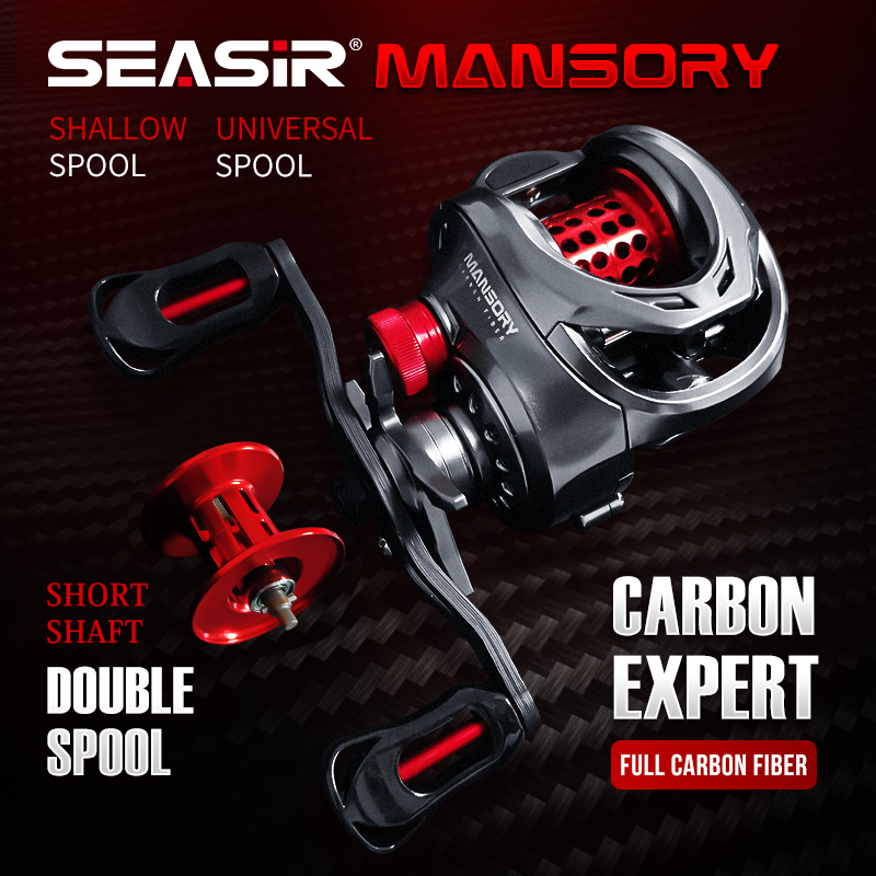 Seasir Mansory 146g Ultra Light Carbon Fiber All Over Free Double Spools Baitcasting Fishing ...