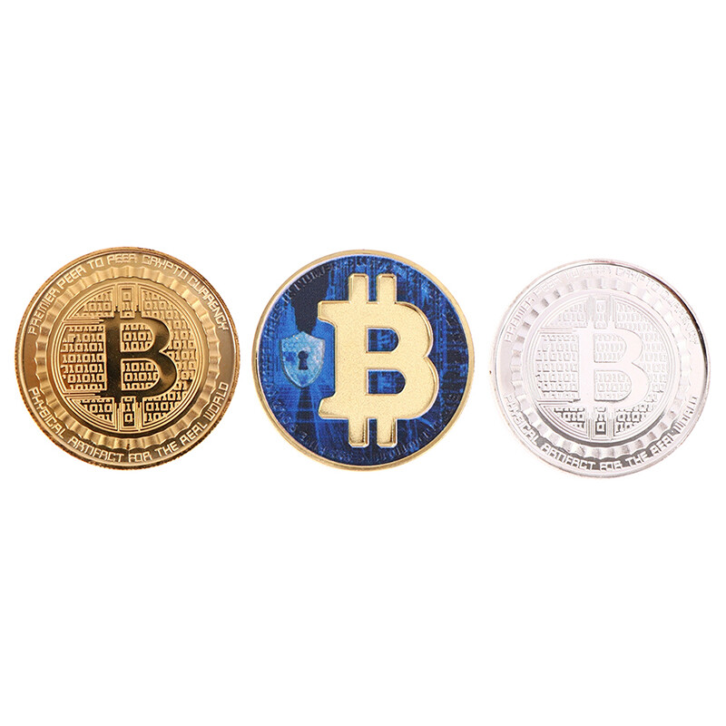 Fds 1 PC Gold Silver Blue Bitcoin Digital Virtual Coin Collecting With ...