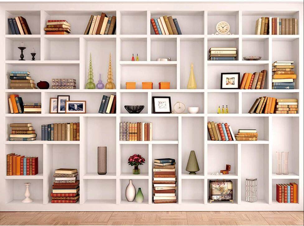 7x5ft White Bookshelf Backdrop Bookcase Backdrops Office Backdrop Video ...