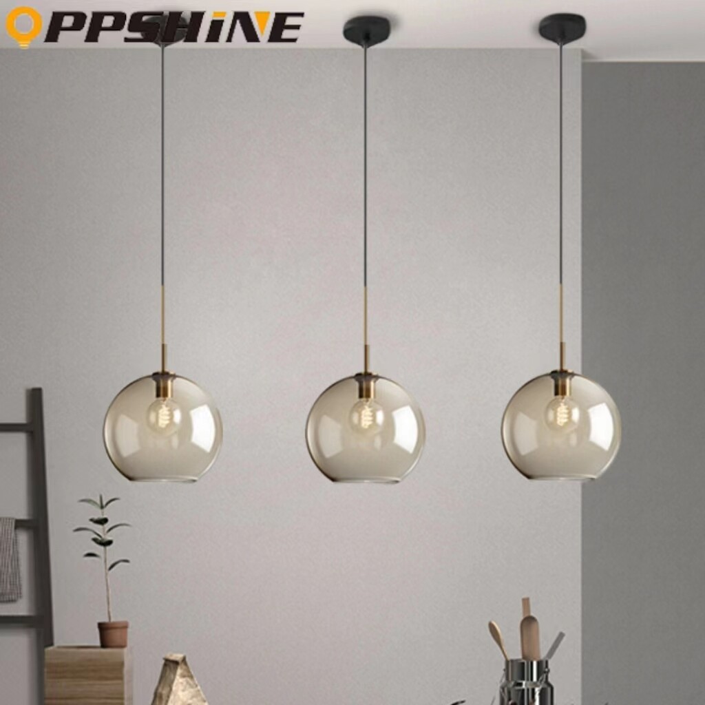 Nordic Simple Glass Pendant Light Modern Industrial Kitchen Chandelier ...