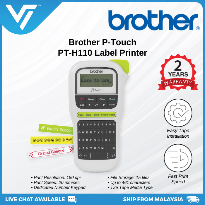Brother P-Touch PT-H110 Label Printer (Easy, Portable Label Maker, 2Y ...