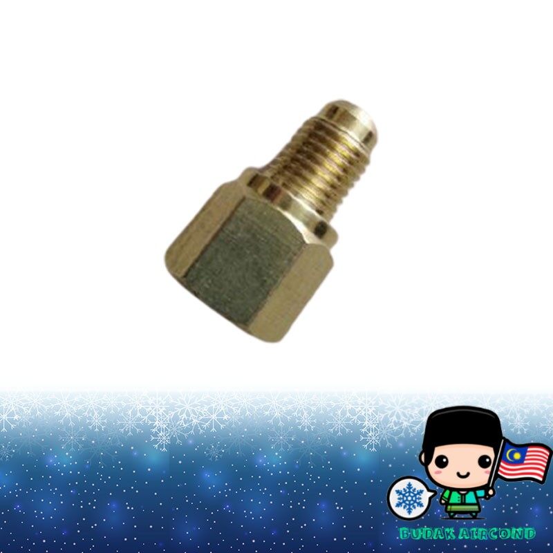 100% COPPER ADAPTER R134A (F 1/2" X M 1/4") adator adaptor air cond gas ...