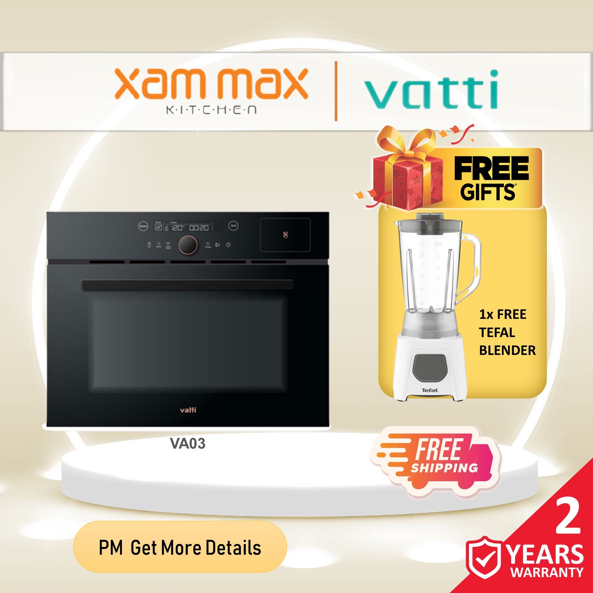 Vatti VA03 - Built-In Combi Oven 50L / 8 baking + 3 steam functions ...