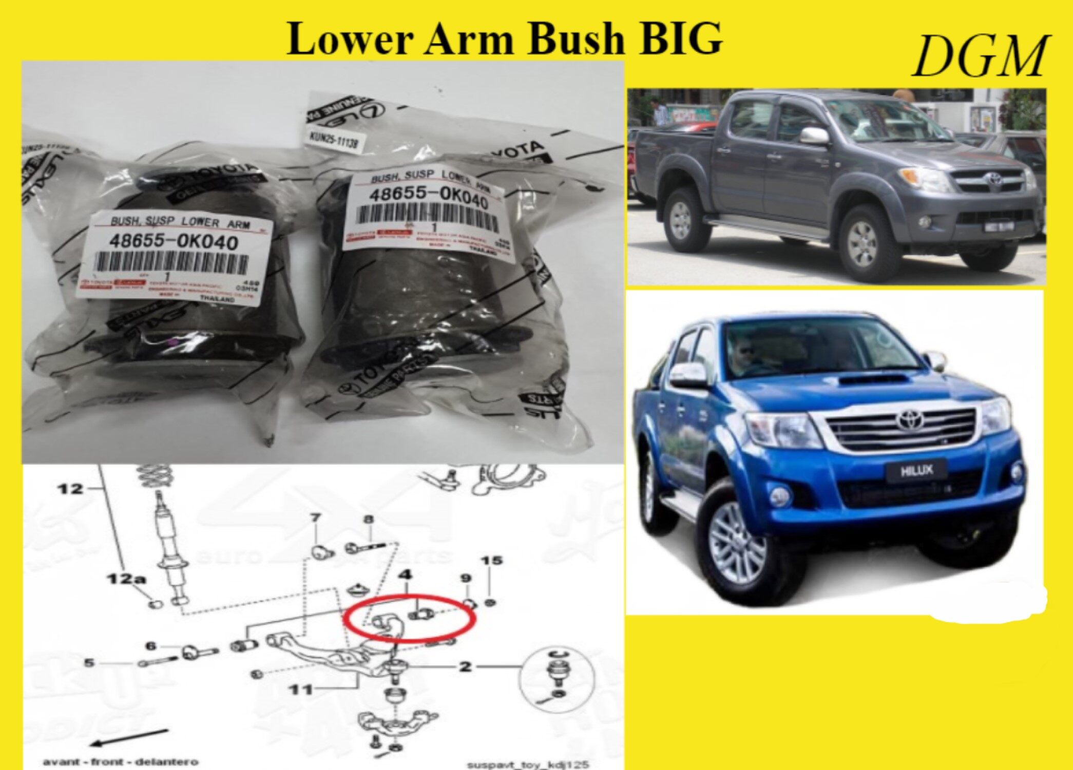 Genuine Toyota Hilux Kun25 Kun26 Vigo 2005-2015y Fortuner Kun50/1 Front ...