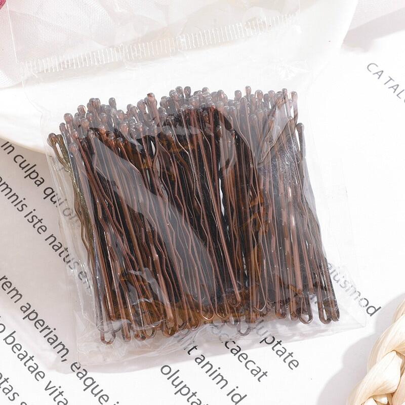 100 Pcs/Set 5cm Black Gold Hairpins for Women Lady Bobby Pins Invisible ...