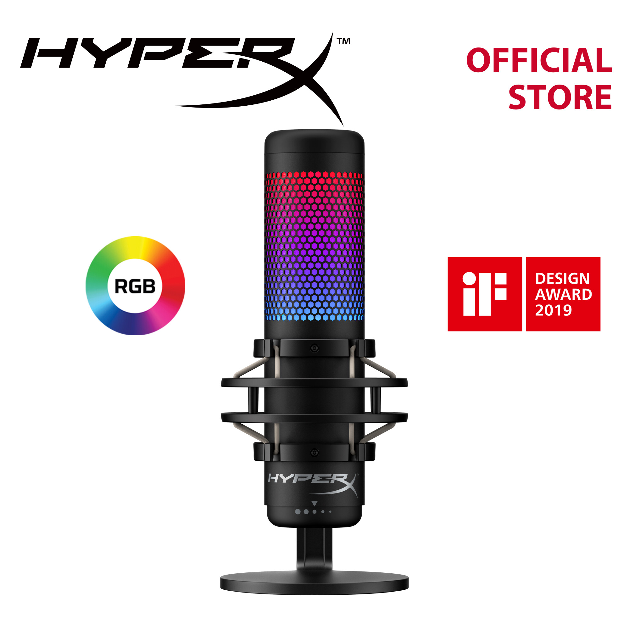 HyperX QuadCast S RGB Lighting USB Gaming Microphone, Stereo ...