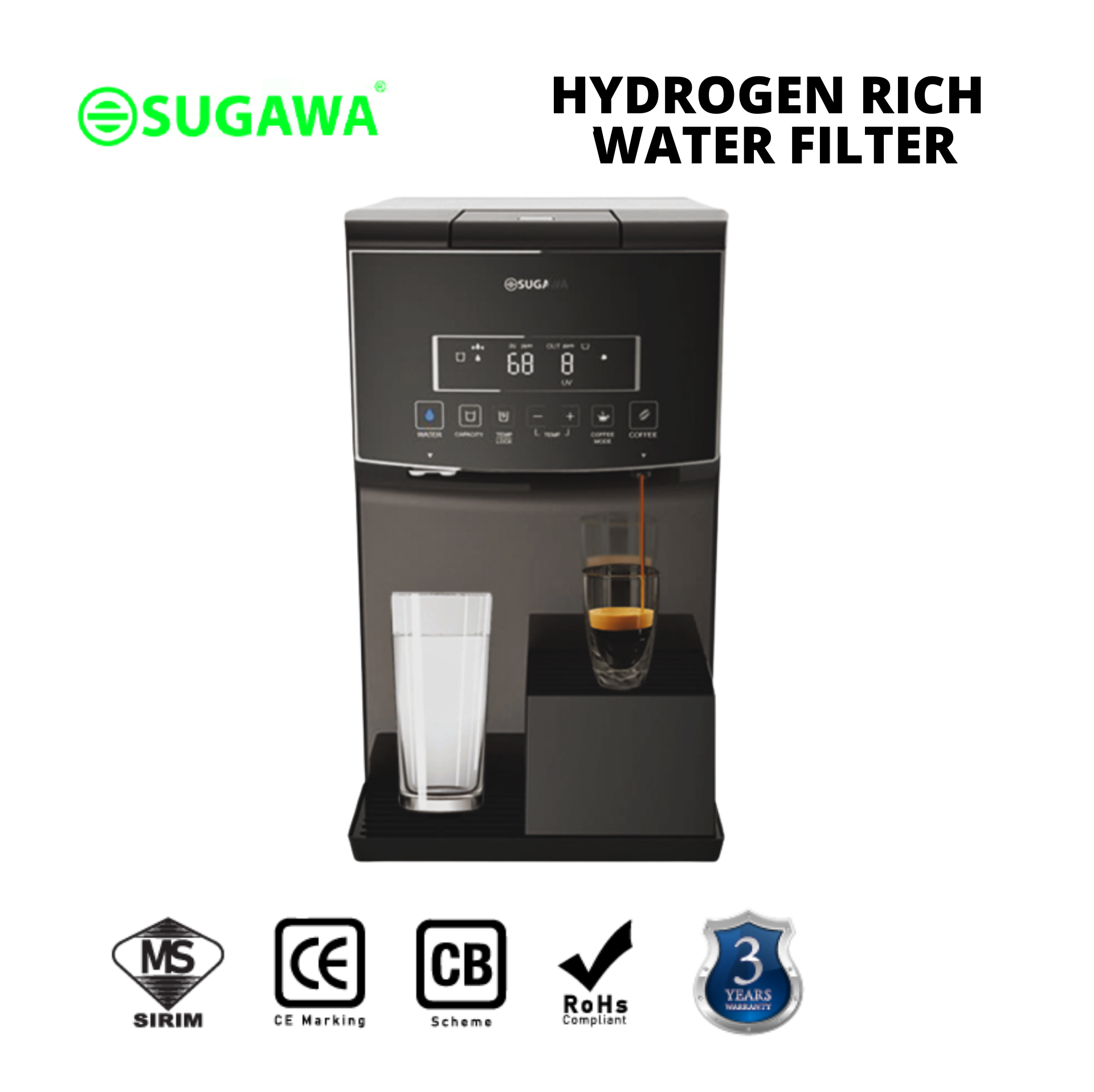 SUGAWA®️ HYDROGEN WATER FILTER (2 IN 1) | Lazada