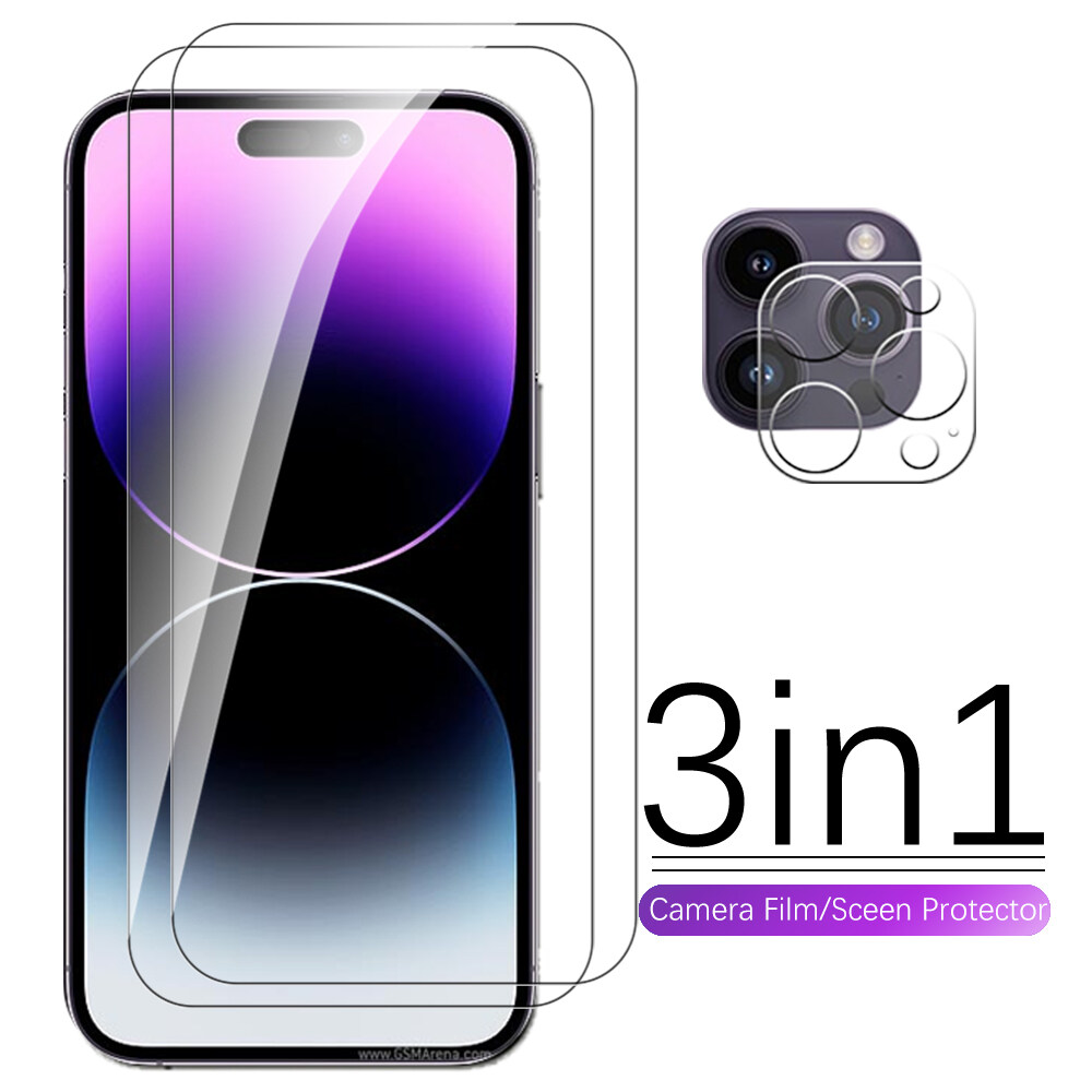 3in1กล้องเลนส์เคสสำหรับ iPhone 14 Pro กระจกหน้าจอ Aiphone 14 Pro Max I ...