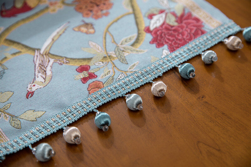 Retro jacquard bird floral beads polyester cotton household table ...