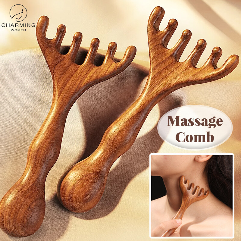 Charming womenHead Meridian Massage Comb Head Face Scalp Gua Sha ...