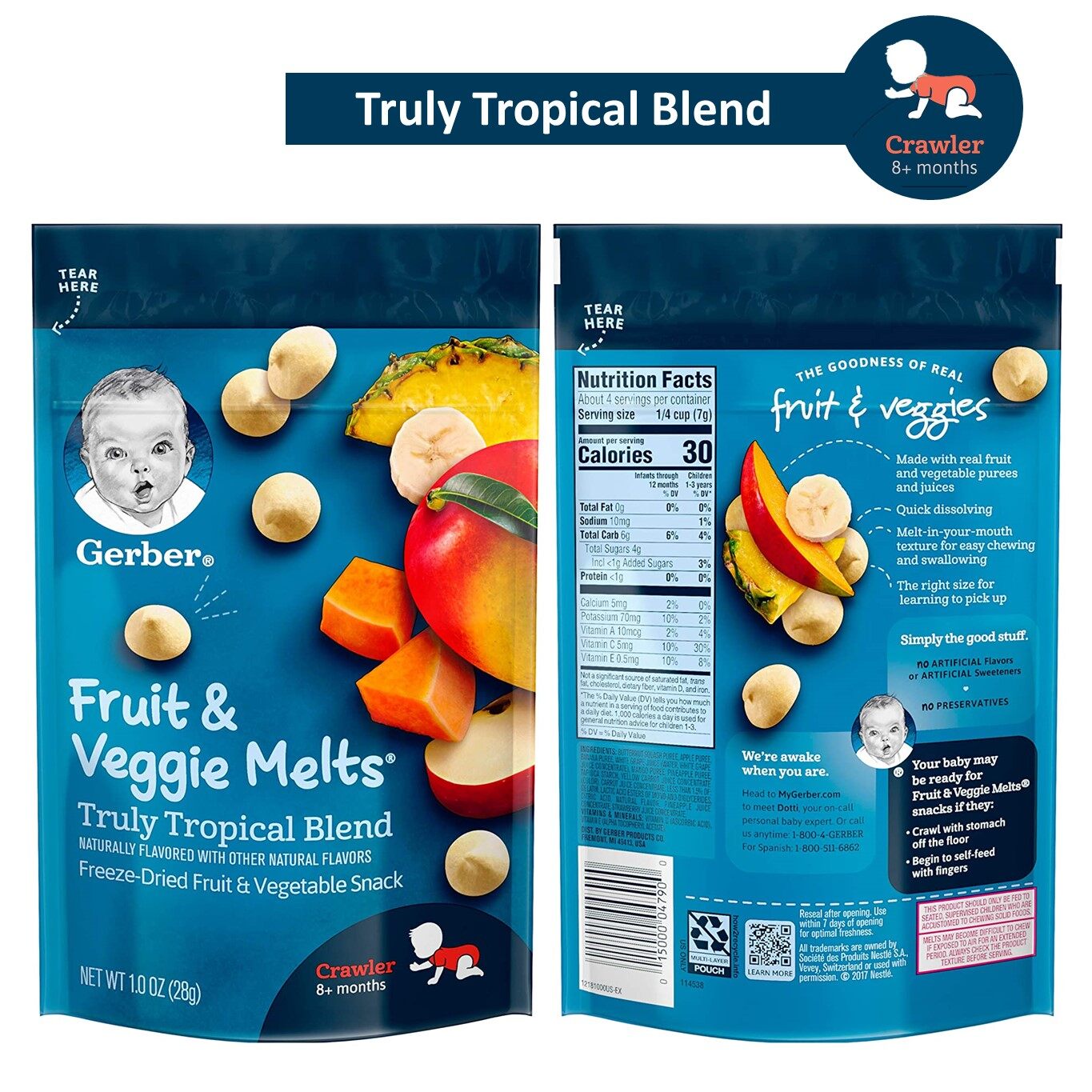 Gerber Organic Yogurt Melts Snack Finger Food 8m+ Natural Freeze-Dried ...