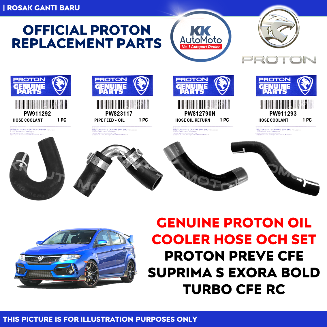 Genuine Proton Oil Cooler Hose OCH - Proton Preve CFE Suprima S Exora ...