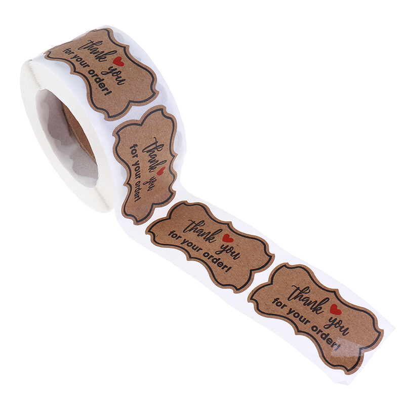 Huanyu1 【flash Sale】250pcs Roll Handmade Sticker Thank You Stickers