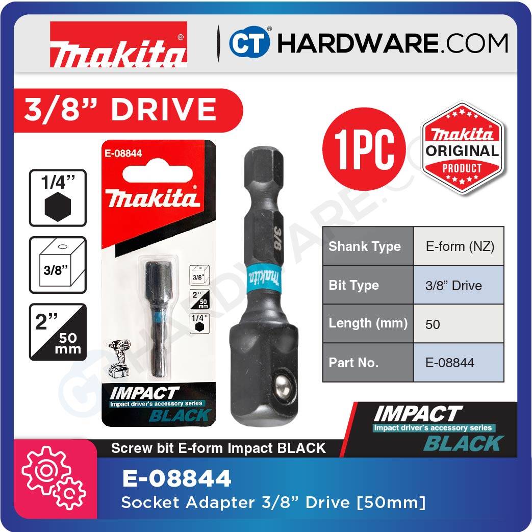 MAKITA E-FORM IMPACT BLACK SOCKET ADAPTOR 3/8inch | 1/2inch X 50MM | 1 ...
