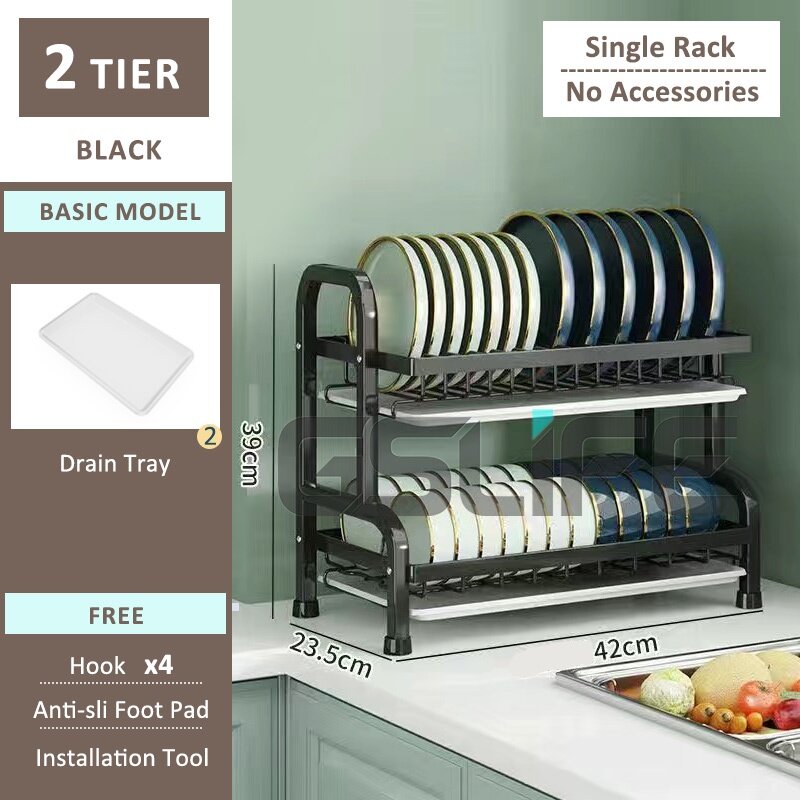 GSlife 2/3 Layers Dish Drying Rack Rak Pinggan Stainless Steel Rak ...
