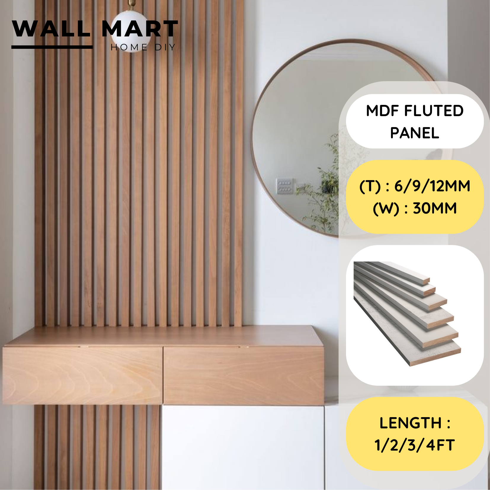 【Ready Stock】Slat wall panel Fluted wall Accent wall shiplap kayu ...