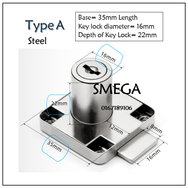 SMEGA Cabinet Steel Drawer Lock | Lazada