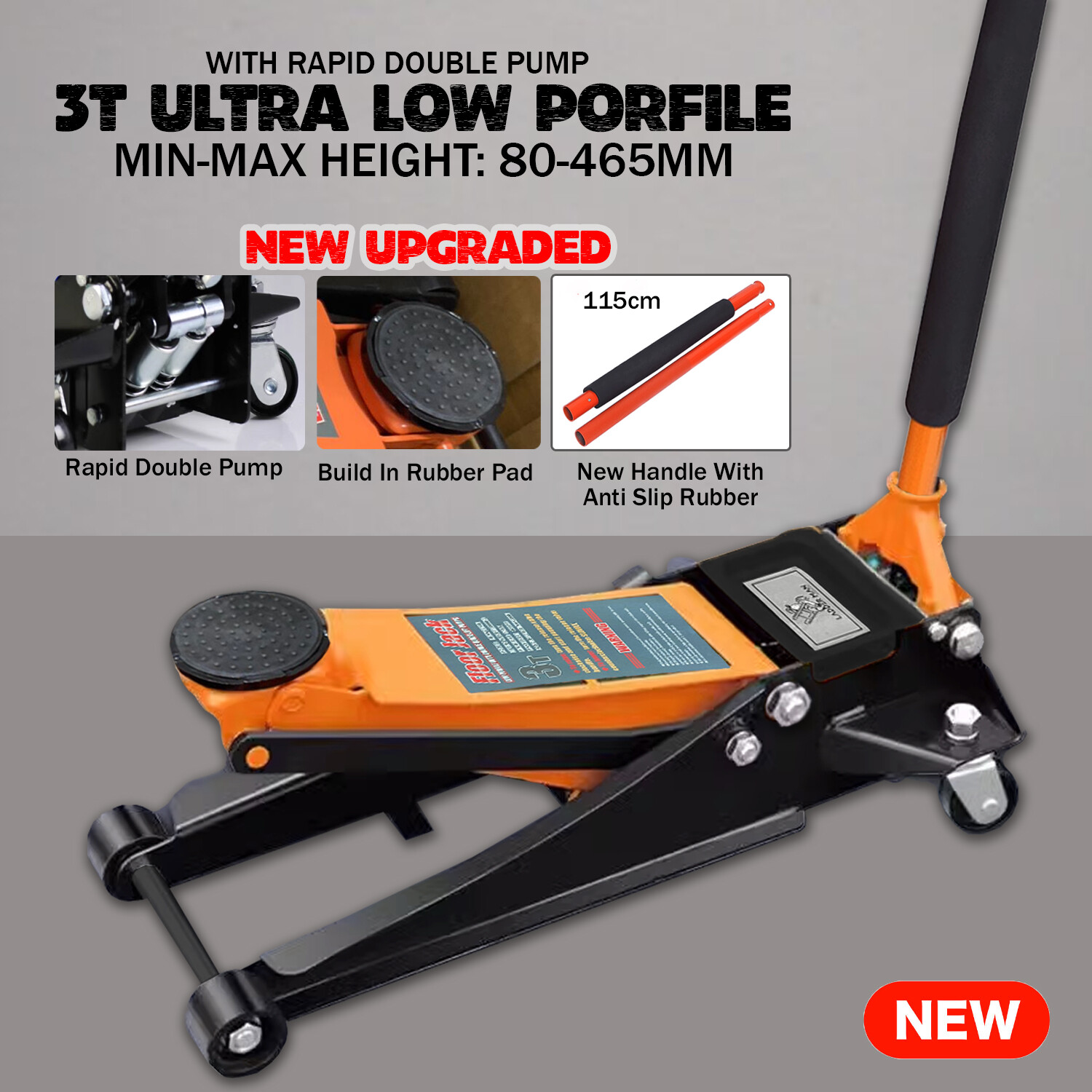 3 Ton Heavy Duty Ultra Low Profile Garage Jack Floor Jack | Lazada