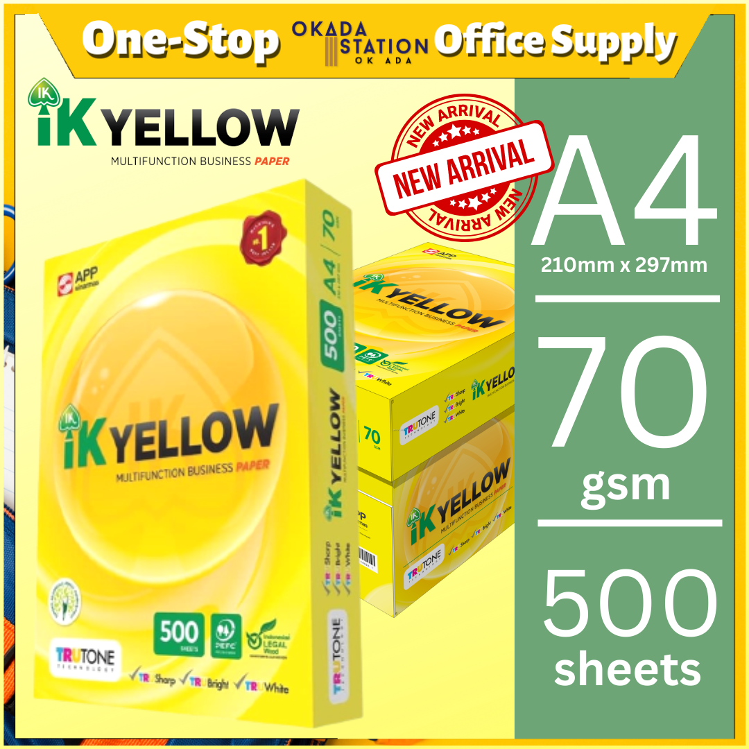 A4 70GMS IK YELLOW PAPER- ALL / INDAH KIAT / Kertas Putih A4 / White ...
