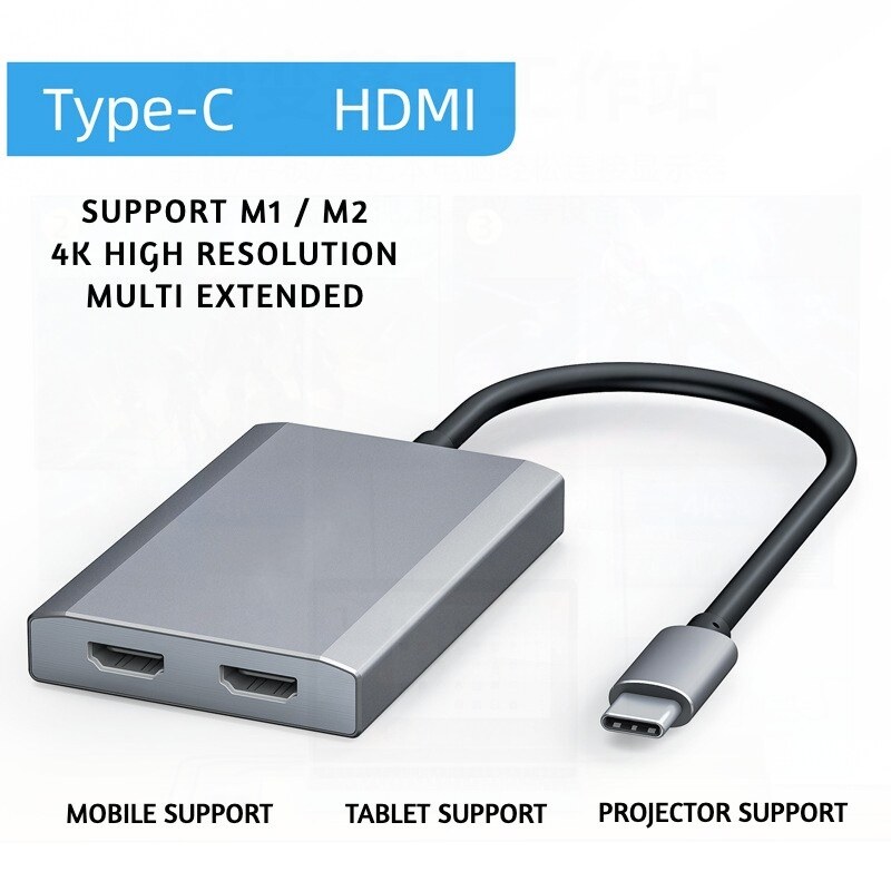 2 IN 1 Mirroring Monitor Display Splitter Connector Type C Screen ...