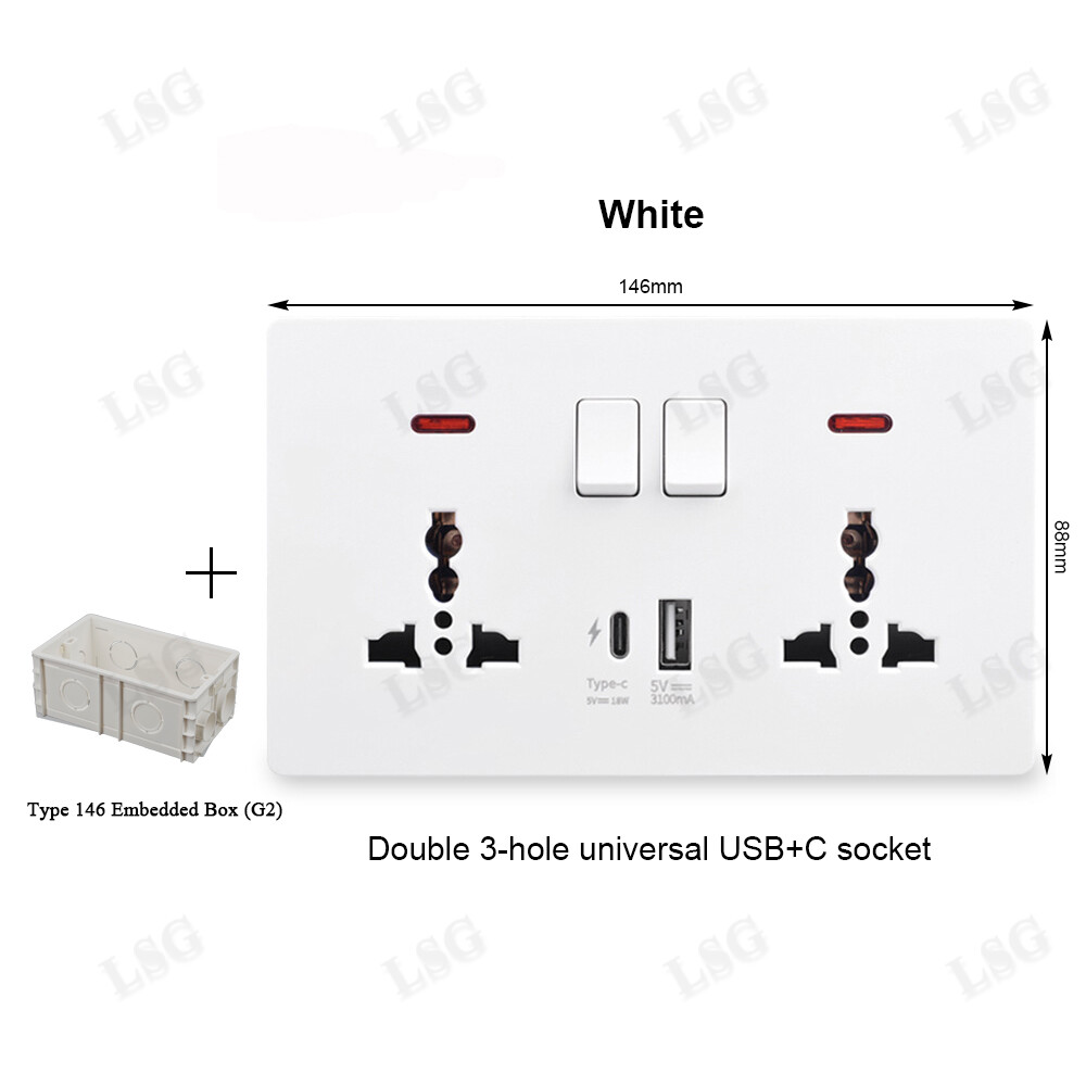 LSG Electrical socket wall mounted with USB and type-c port fast ...