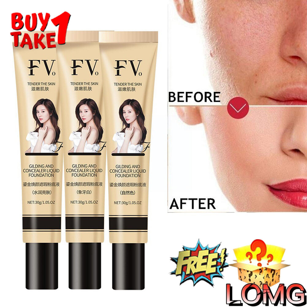 【ซื้อ1แถม1】 [ของขวัญฟรี] Face Korea Fv Foundation Gilded Base Liquid Cream Coverage Oil-Control ...