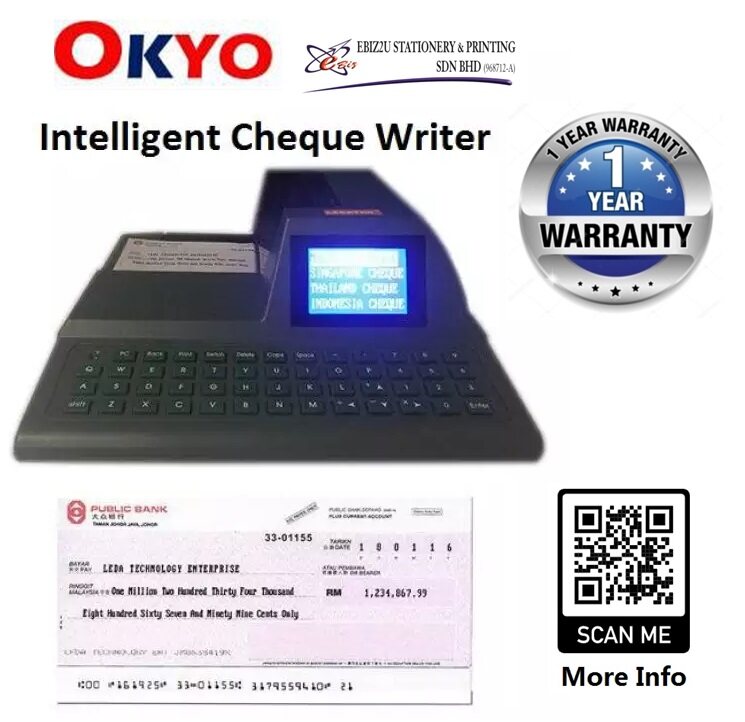 OKYO Intelligent Cheque Writer CEHCKER ICW-15-20 (cheque printing ...