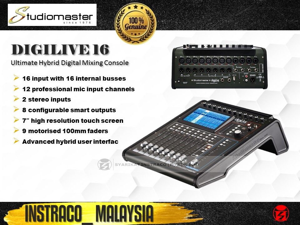 Studiomaster Digilive16 Digital Mixer 16 Channel, 12 Mic Input & 2 ...