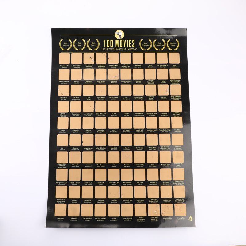 Graceful 100 Movies Scratch Off Poster 100 Must-See Movies Top Films of ...