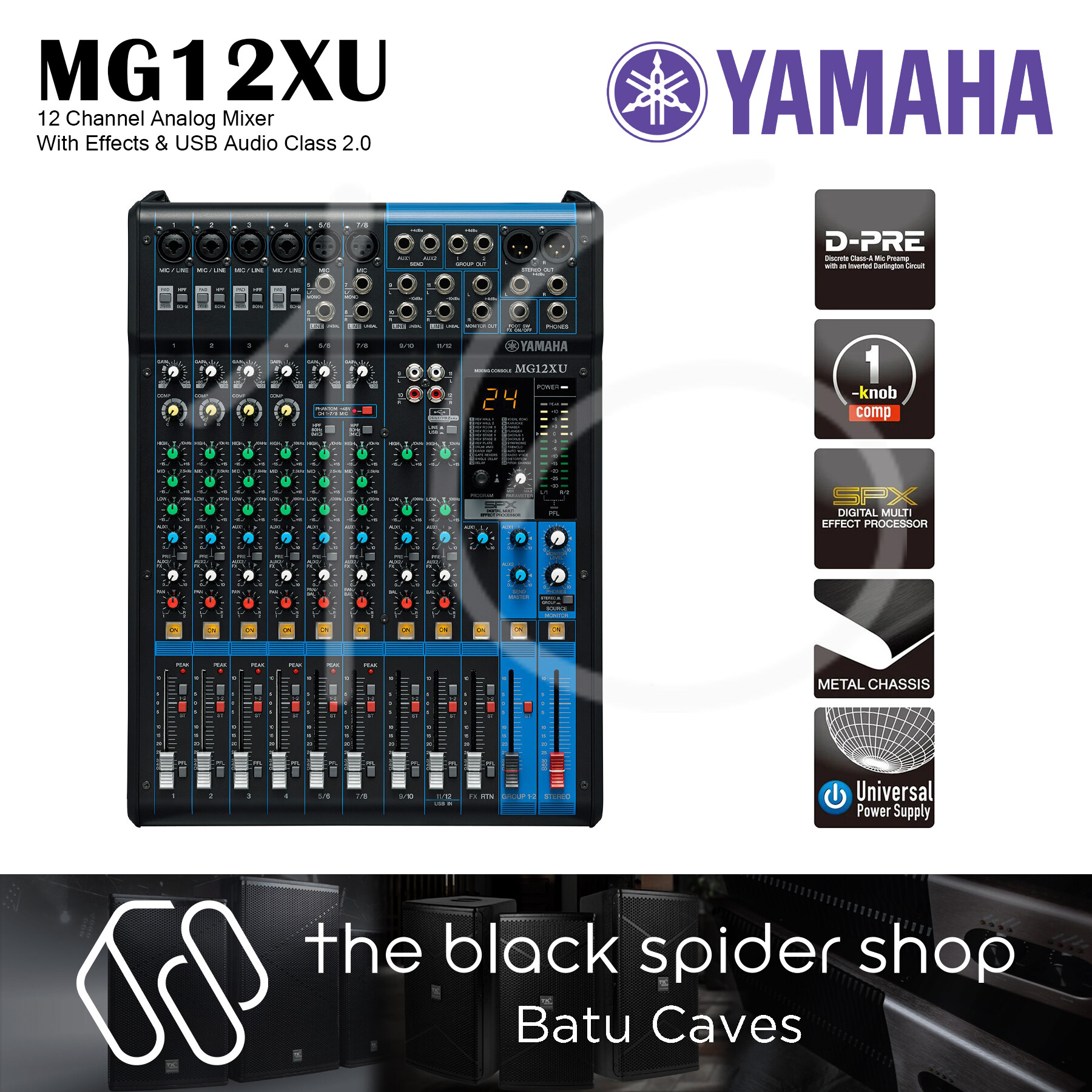 (Ready Stock)Yamaha Mixer Mixing Console MG12XU 12 Channel Mixer with ...